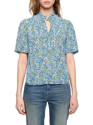 Zadig&Voltaire Topher Short Sleeve Floral Blouse - Pear