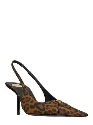 Saint Laurent Babylone Breteuil Slingback Pumps - Leopard