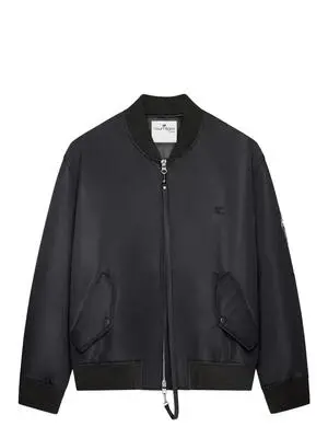 COURREGES Logo-embroidered Zip-up Bomber Jacket - Black