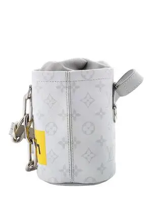LOUIS VUITTON Limited Edition Logo Story Monogram Canvas Bucket Bag - Grey