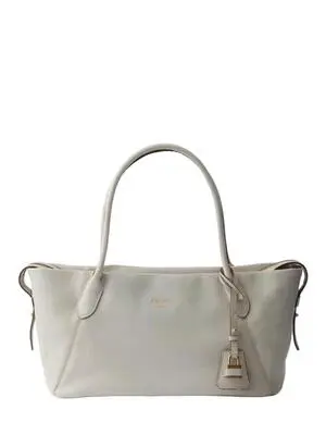 Prada Large Leather Tote Bag - Neutrals