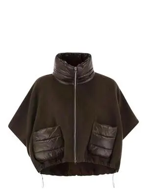 Herno High-neck Patch-pocket Poncho - Brown