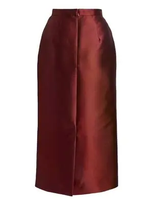 Erdem Embroidered Mikado Pencil Skirt - Red