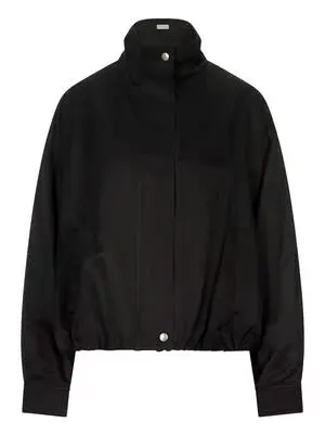MEIMEIJ High Neck Elasticated Hem Bomber Jacket - Black