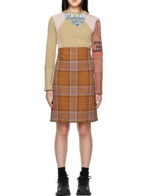 We11Done Checked Mini Dress - Brown