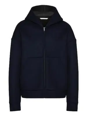 Valentino Garavani Hooded Zip-up Jacket With Studded Detail - Navy Blue