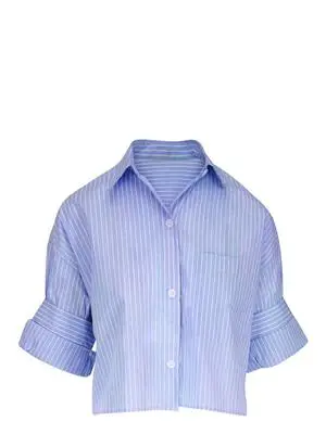 TWP TWP Vertical Stripe Cropped Shirt