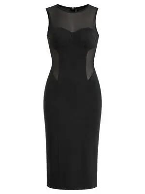 Patrizia Pepe Corset-style Mesh Panel Dress - Black
