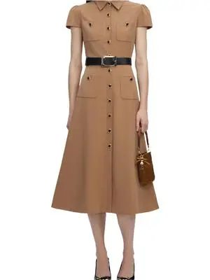 SELF-PORTRAIT Belted Button-Down Midi Dress