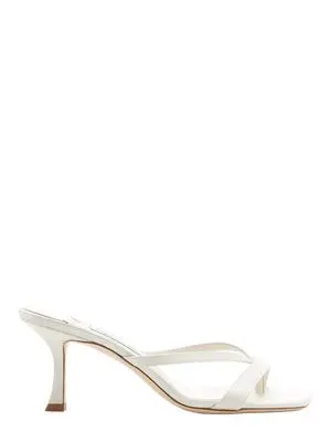 JIMMY CHOO Jimmy Choo Malie Satin Square Toe Midi Heel Sandals