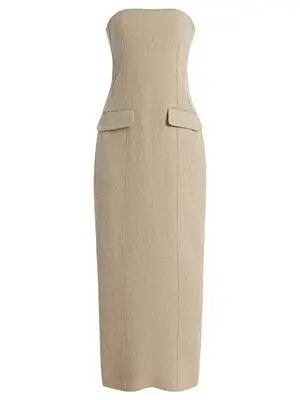 TOTEME Tailored Linen Strapless Maxi Dress - Neutral