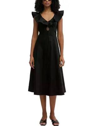 TWINSET Ruffled Trim Cut-out Dress - Black