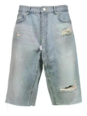 PROTOCOL INDEX Distressed Finish Denim Shorts - Blue