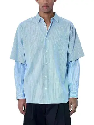 Comme Des Garçons Striped-pattern Shirt - Blue