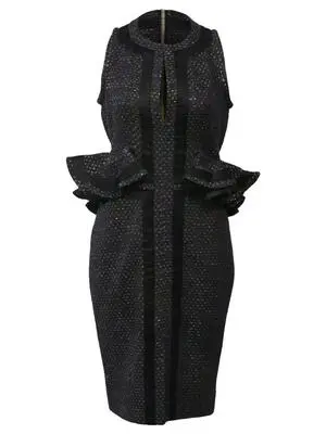 Altuzarra Navy Cotton Tweed Peplum Dress - Blue
