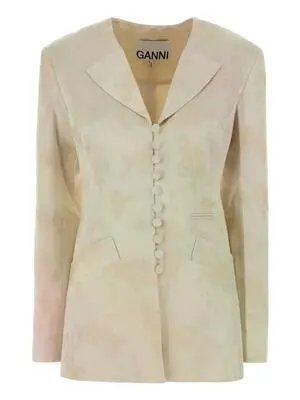 GANNI Floral-jacquard Blazer - Neutrals