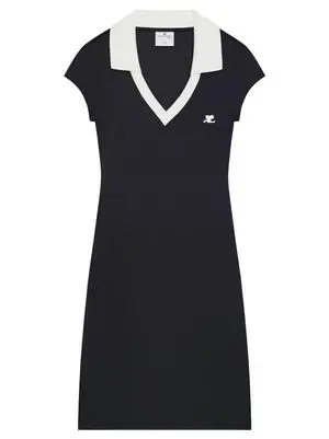 COURREGES V-neck Mini Dress - Black