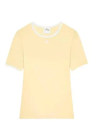 COURREGES Logo Embroidered Contrast Trim T-shirt - Yellow