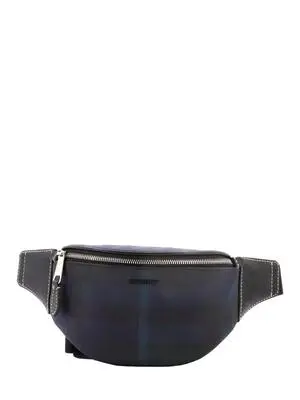 Burberry Cason House Check Canvas And Leather Mini Belt Bag - Blue