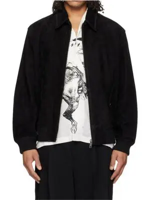 Hugo Boss Suede Bomber Jacket - Black