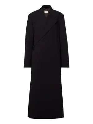 LEMAIRE Wool Crêpe Wrap Coat - Black