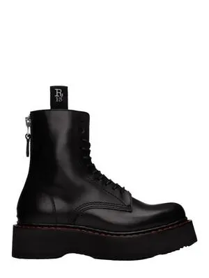 R13 Platform Leather Ankle Boots - Black