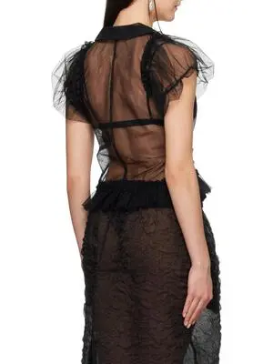 Simone Rocha Tulle Ruffled Blouse - Black