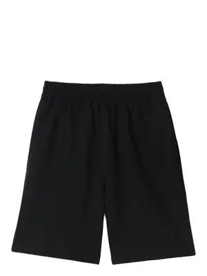 Burberry Straight-leg Cotton Shorts With Equestrian Knight Logo Detail - Black