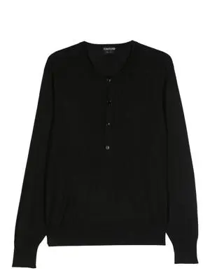 TOM FORD Tom Ford Crewneck Fine-Knit Top With Half Button Opening