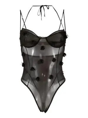 Jacquemus Sheer Fringe Bodysuit - Black