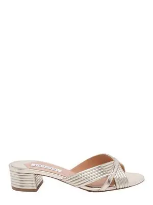 AQUAZZURA Sundance 35 Woven Heeled Sandals - Nude