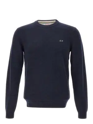 SUN 68 Logo Crew Neck Knitted Sweater - Blue