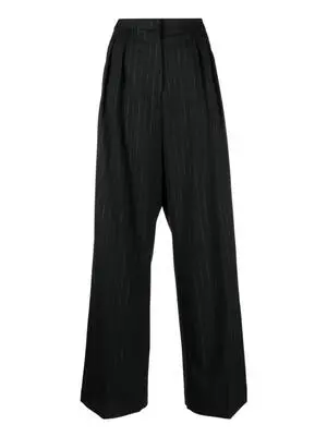 RÓHE Striped Pleated Trousers - Black
