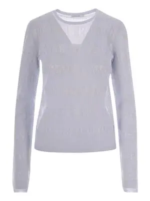 Patrizia Pepe Long Sleeve Sweater With Perforated Details - Gray