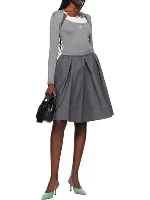 SHUSHU/TONG Patchwork Knit Sling Tank Top - Gray/white