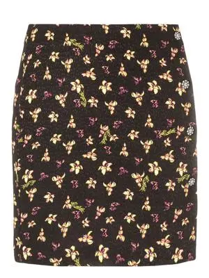 ROTATE BY BIRGER CHRISTENSEN ROTATE Floral Print Mini Skirt With Crystal Embellishments