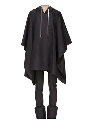 Rick Owens Cotton Hooded Cape - Black