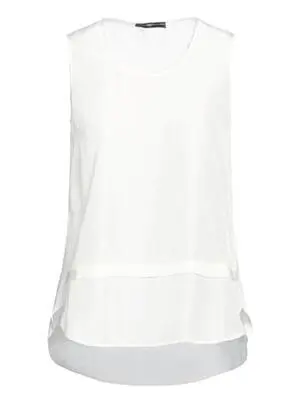 High Sleeveless Silk Top - White