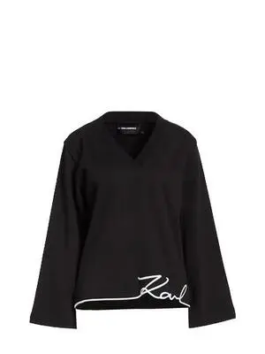 Karl Lagerfeld Embroidered V-neck Sweatshirt - Black