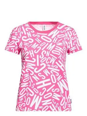 Moschino T-shirt With All-over Logo Print - Fuchsia