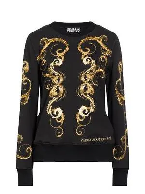 Versace Cotton Sweatshirt With Signature Print - Black