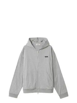 Miu Miu Cotton Fleece Zip-up Hoodie - Grey