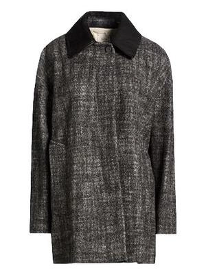 ALYSI Single-breasted Wool And Polyamide Coat - Charcoal