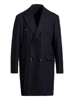 PAOLO PECORA Double-breasted Wool Blend Coat - Blue