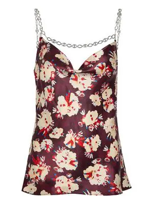Rabanne Floral-print Silk Blouse With Metal Strap Detail - Multicoloured