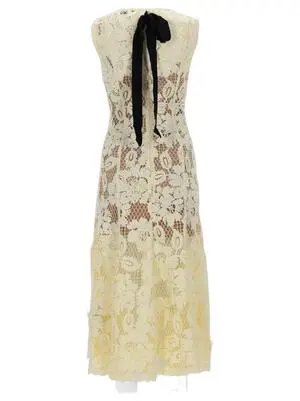 SELF-PORTRAIT Lace Midi Dress - Yellow