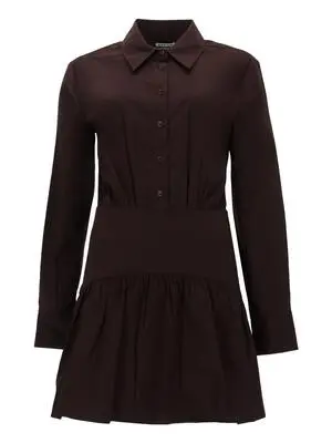 Staud Staud Rocco Cotton Blend Dress Brown