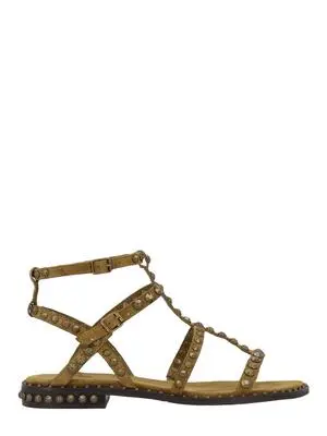 Ash Precious Studded Leather Gladiator Sandals - Green