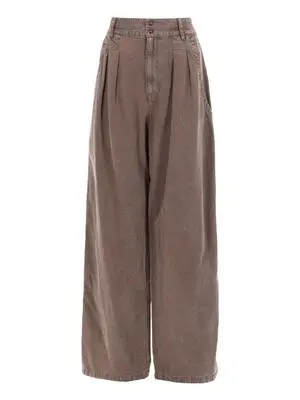 MARANT ETOILE Nadine' Pleated Wide-leg Trousers - Brown
