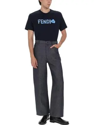 Fendi Relaxed Fit Wide Leg Jeans - Blue